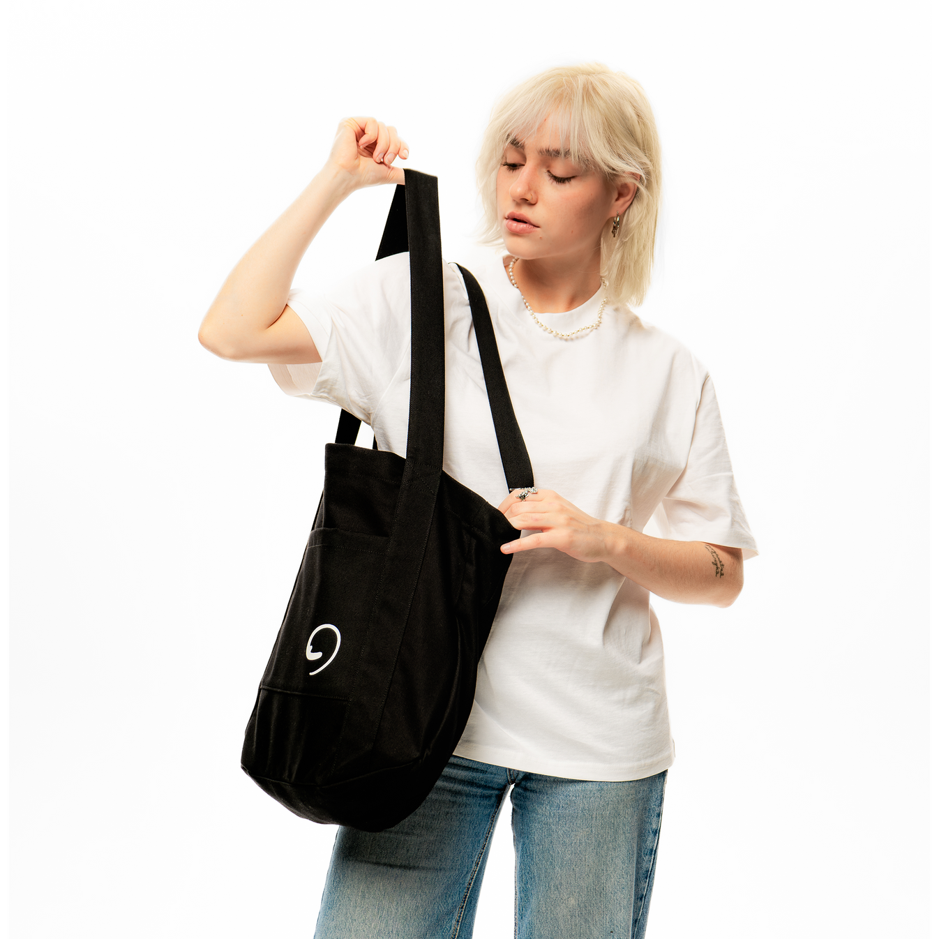 BLACK MEDITERRANEAN BAG - M-Bag Tote with Compartments and Pockets for ...
