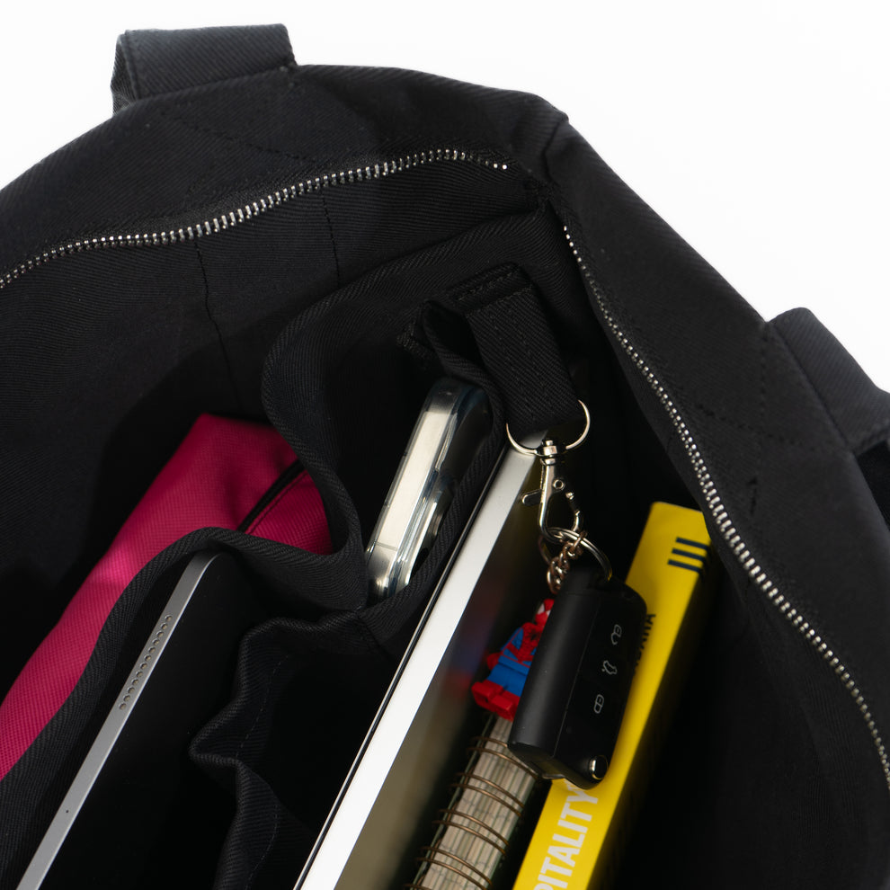 BLACK MEDITERRANEAN BAG - M-Bag Tote with Compartments and Pockets for ...